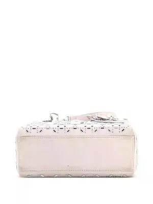 Dior Lady Bag Crystal Embellished Cannage Quilt Satin Mini Satchel - Neutrals