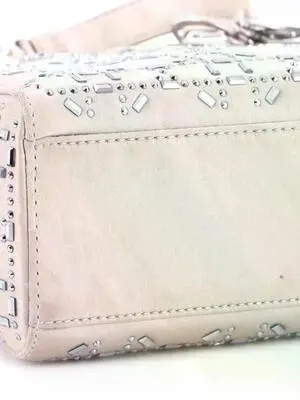 Dior Lady Bag Crystal Embellished Cannage Quilt Satin Mini Satchel - Neutrals