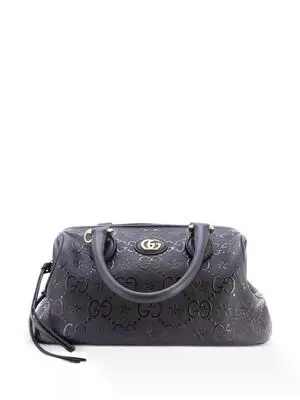 Gucci Gg Embossed Leather Shoulder Bag - Black