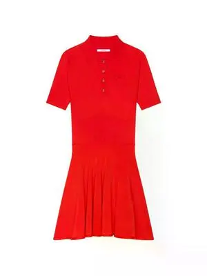 Givenchy Polo-collar Pleated Mini Dress - Red