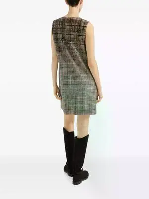 Brunello Cucinelli Checked Alpaca And Wool Mini Dress With Embroidered Detail