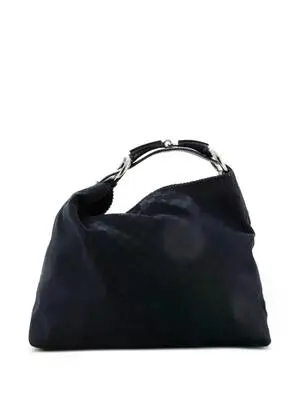 Gucci Horsebit Gg Canvas Large Hobo Bag - Black