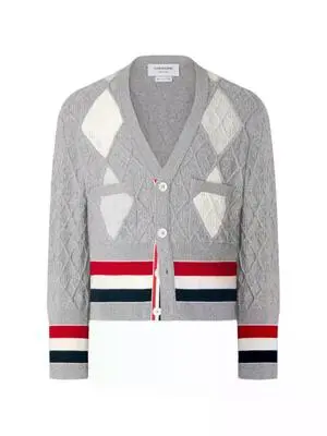 Thom Browne Argyle Intarsia Cashmere Cardigan - Blue