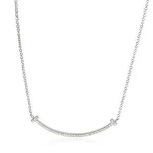 Tiffany & Co. Diamond T Smile Necklace In White Gold