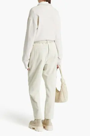 Brunello Cucinelli Cropped Pleated Cottoncorduroy Tapered Pants