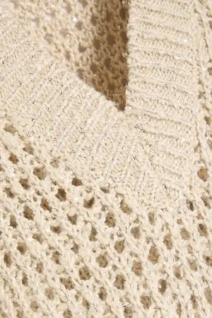 Brunello Cucinelli Metallic Sequinembellished Openknit Vest