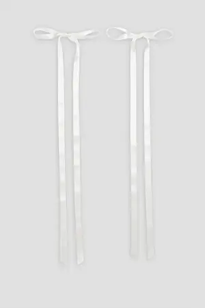 JENNIFER BEHR Gretta Silksatin Bow Hair Slides Off-white