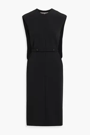 Another Tomorrow Belted Woolblend Midi Dress - Black