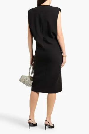 Another Tomorrow Belted Woolblend Midi Dress