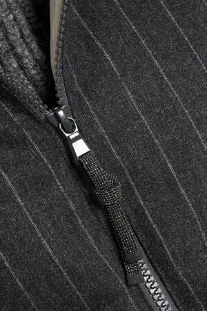 Brunello Cucinelli Quilted Pinstriped Woolblend Hooded Down Coat