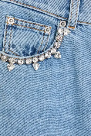 AREA Cutout Crystalembellished Highrise Straightleg Jeans