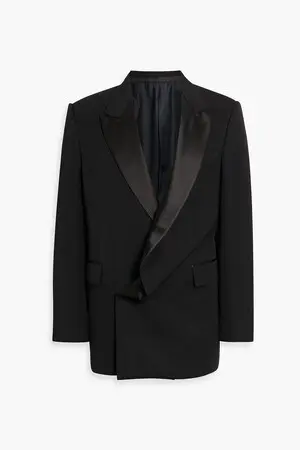 Alexander McQueen Doublebreasted Silktrimmed Wool Tuxedo Jacket - Black