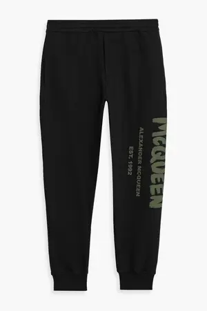 Alexander McQueen Tapered Logoprint French Cottonterry Sweatpants - Black