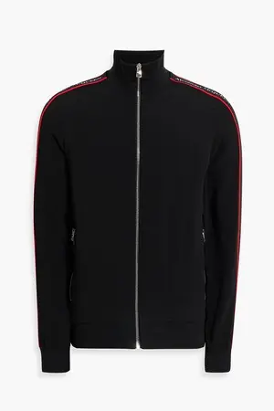 Alexander McQueen Jacquardtrimmed Knitted Track Jacket - Black