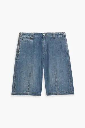 Alexander McQueen Zipdetailed Denim Shorts - Mid Denim
