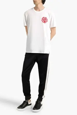 Alexander McQueen Embroidered Printed Cottonjersey Tshirt