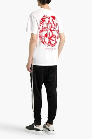 Alexander McQueen Embroidered Printed Cottonjersey Tshirt