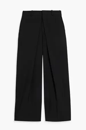 Alexander McQueen Wideleg Wool Pants - Black