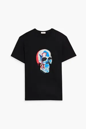 Alexander McQueen Printed Cottonjersey Tshirt - Black