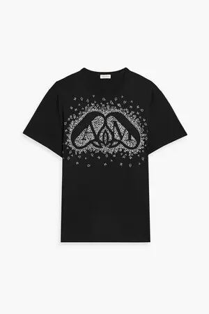 Alexander McQueen Printed Cottonjersey Tshirt - Black