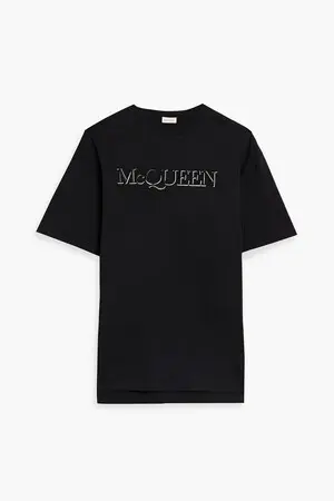 Alexander McQueen Embroidered Cottonjersey Tshirt - Black