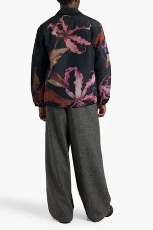Dries Van Noten Floral Print Wool Blend Jacket