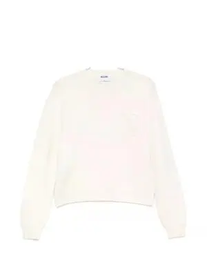 Moschino Heart-motif Crew-neck Sweater - Neutrals