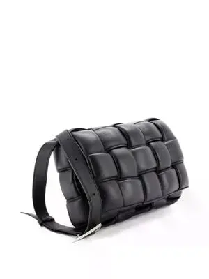 Bottega Veneta Cassette Padded Maxi Intrecciato Leather Crossbody Bag - Black