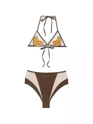 MAZZEI Embellished Halterneck Bikini - Brown