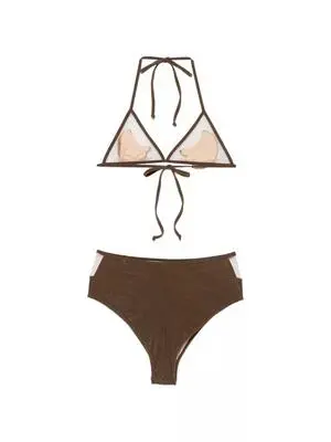 MAZZEI Embellished Halterneck Bikini - Brown