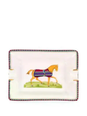 Hermès 2000s Horse Porcelain Ashtrays - White