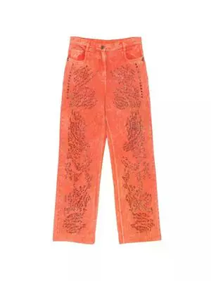 Patrizia Pepe Bead-embellished Acid-wash Jeans