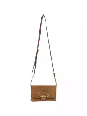 Gucci 1980s Horsebit Suede Clutch Bag - Brown
