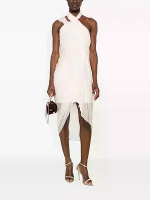 Balmain Draped Asymmetric-hem Mini Dress - Neutrals