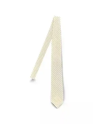 Auralee Striped Wool Twill Neck Tie - White