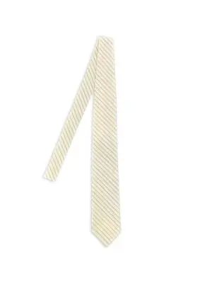 Auralee Striped Wool Twill Neck Tie - White