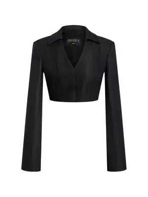 DONDUP Pinstripe Cropped Jacket - Black