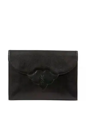 Saint Laurent Logo Embossed Clutch Bag - Black