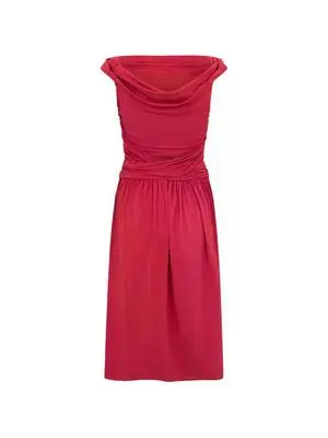 Alberta Ferretti Pleated Crossover-waist Midi Dress