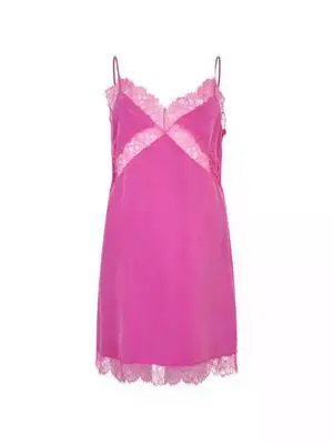 Alberta Ferretti Lace-trim Silk Mini Dress - Pink