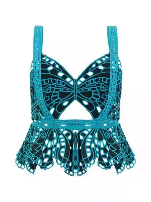 Alberta Ferretti Butterfly-pattern Peplum Blouse