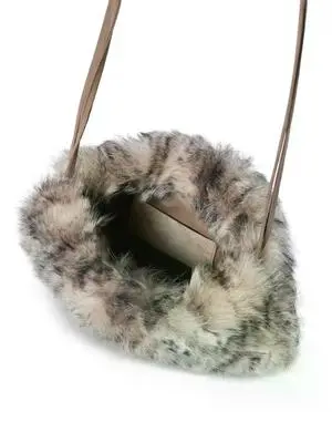 Brunello Cucinelli Lynx-effect Shearling Pouch Bag With Monili