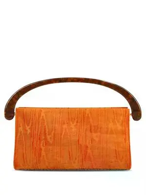 Dries Van Noten Small Velvet Bag With Resin Handle - Orange