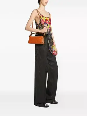 Dries Van Noten Small Velvet Bag With Resin Handle - Orange