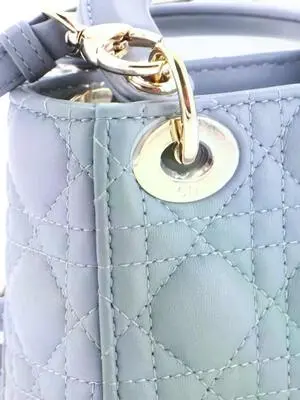 Dior Lady Micro Shoulder Bag Cannage Quilt Lambskin - Blue