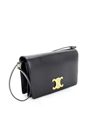 Celine Trapeze Triomphe Smooth Calfskin Shoulder Bag - Black
