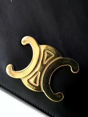 Celine Trapeze Triomphe Smooth Calfskin Shoulder Bag - Black
