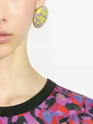 Dries Van Noten Enamel And Brass Tortoiseshell Motif Pendant Earrings - Gold