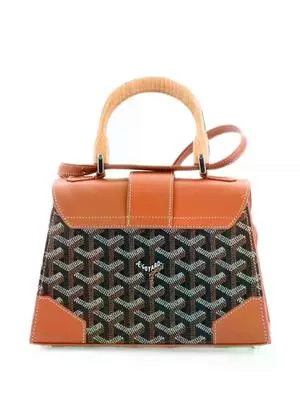 Goyard Structured Saigon Top Handle Bag Coated Canvas With Leather Mini Satchel - Brown