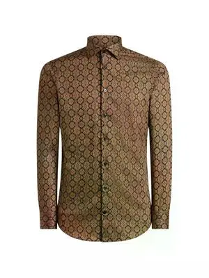 Etro Cotton Satin Shirt With Medallion-motif - Black